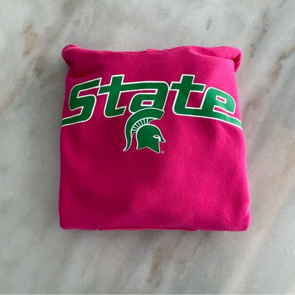 Gildan | Tops | Msu Spartans Gildan Hot Pink Hoodie With Green Logo ...